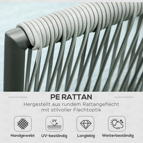 Outsunny 4dílná sada zahradního nábytku z ratanu, sedací souprava s polštáři, 2 dvojsedáky, 1 rohová sedací souprava, 1 konferenční stolek, sedací so…