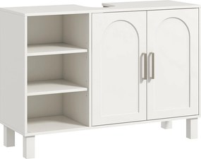 HOMCOM Podskříňková koupelnová skříňka s pedestálem, moderní koupelnová skříňka s 2 dvířky a nastavitelnými policemi 90x30x63 cm Krémová