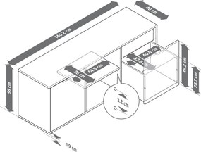 Tchibo - Nízká skříňka se zásuvkami - barva: bílá