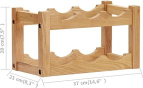 Stojan na víno na 6 lahví 37 x 21 x 21 cm masivní dubové dřevo 289201