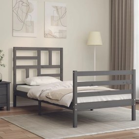 Rám postele s čelem šedý 90 x 200 cm masivní dřevo,  3194883 HangarStore.cz