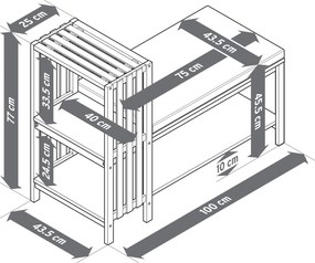 Tchibo - Lavice s botníkem a policí v lamelovém vzhledu - barva: hnědá