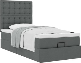 Osmanský rám postele s matrací tmavě šedá 90x190cm textil 3313286