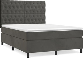 Box spring postel s matrací tmavě šedá 140x200 cm samet 3143206