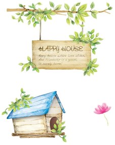 Sada nástěnných samolepek Ambiance Happy House, 42x30 cm