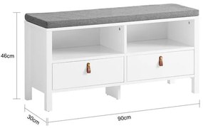 Sobuy SoBuy FSR106-W Lavice na boty Komoda Lavice se sedákem Bílá 90x46x30cm