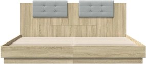Rám postele s čelem a LED osvětlením dub sonoma 200x200 cm 3209984