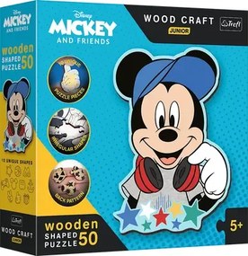 Trefl Wood Craft Junior - Puzzle - Ve světě Mickeho Mouse / 50 dílků /