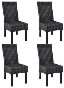 Jídelní židle 4 ks černé ratan kubu a mangovníkové dřevo,  275469