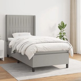 Box spring postel s matrací světle šedá 90x190 cm textil 3131553