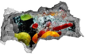 Wallmuralia Nálepka 3D díra na zeď Ovoce pod vodou 95x73 cm