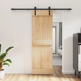 Posuvné Dveře S Kováním 70 X 210 Cm Masivní Borové Dřevo