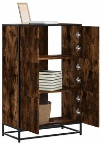 Skříň highboard kouřový dub 68x35x106,5 cm kompozit a kov