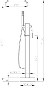 Mexen Avila, volně stojící vanová baterie, zlatá lesklá, 75833-50