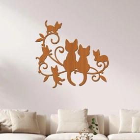 dřevo života Dřevěná dekorace na zeď Kočičky Rozměry (cm): 74x80, Barevný vzor: Třešeň