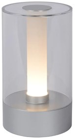 Lucide 26501/03/12 stolní LED lampa Tribun dobíjecí, saténový chrom, stmívatelná, 2,5W, 16cm
