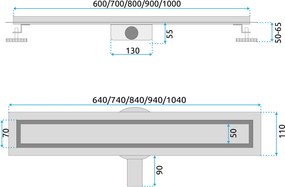 Rea Neox Pro, sprchový odtokový žlab 60cm s rotačním sifonem, černá matná, REA-G7801