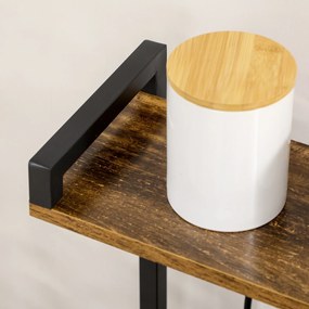 HOMCOM kuchyňský nábytek se zabudovanými zásuvkami pro mikrovlnnou troubu s policemi, industriální styl, 90 x 42 x 130 cm, hnědá