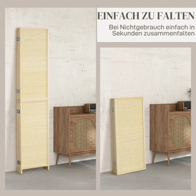 HOMCOM Bambusový paravan do interiéru 4 panely 180 x 180 cm - Přenosný paravan