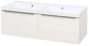 Mereo, Mailo, koupelnová skříňka s umyvadlem z litého mramoru 121 cm, bílá, chrom madlo CN518M