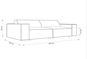 MUZZA Třímístná pohovka judy 204 cm samet tmavě zelená