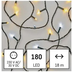 Vánoční osvětlení EMOS D4AN06 180LED řetěz 18m teplá/studená bílá s časovačem