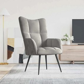 Relaxační křeslo světle šedé samet 328073