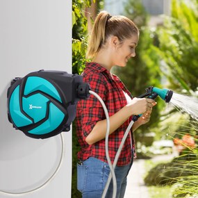 DURHAND nástěnný hadicový naviják 10 m otočný o 180° s ochranou proti mrazu s více sprchami -5-45 °C plast zelená černá | Aosom.de