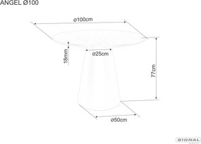 Kulatý jídelní stůl Angel 100 cm šedý mramor/černý