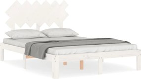 Rám postele s čelem bílý Double masivní dřevo 3193702