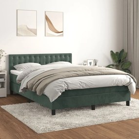Box spring postel s matrací tmavě zelená 140x200 cm samet 3141548