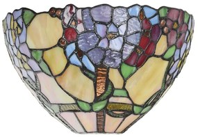 Nástěnná lampa Tiffany Evelien zeleno béžová s florálním motivem – 30x15x18 cm