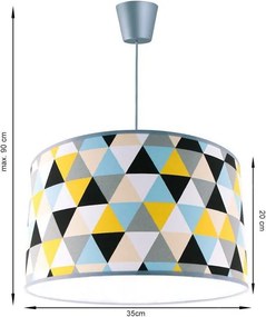 Závěsné svítidlo Garo, 1x textilní stínítko se vzorem (výběr ze 2 barev), (výběr ze 3 barev konstrukce), (fi 35cm)