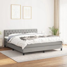 Box Spring Postel S Matrací Textil Světle Šedá Prošívaný design 160 x 200