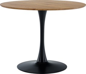 Jídelní stůl, kulatý, dub/černá, průměr 110 cm, REVENTON NEW