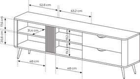 VERIS d | TV stolek RTV 195 2D2S | 195,2 cm | dub dunin