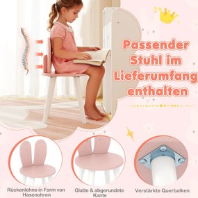 Costway Toaletní stolek pro děti s osvětlením s osvětleným zrcadlem s otevřenými