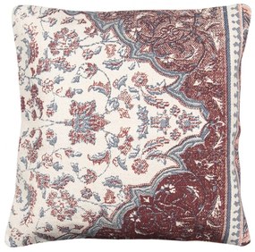 Růžový režný bavlněný povlak na polštář s ornamenty – 50x50 cm