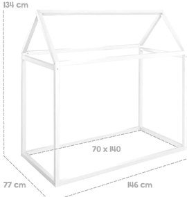 Bílá domečková dětská postel z borovicového dřeva s matrací/bez roštu 70x140 cm House Bed – Roba
