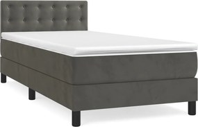 vidaXL Box spring postel s matrací 100x200 cm samet [3141528] Barva: světle šedá