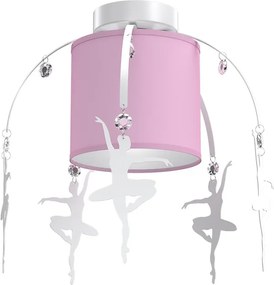 Dětské stropní svítidlo Baletnica white, 1x růžové textilní stínítko, w