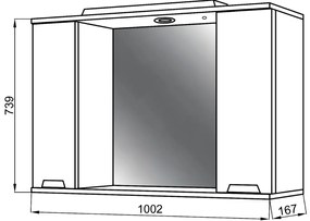 Lavedo Marco 100 závěsná koupelnová skříňka se zrcadlem a osvětlením