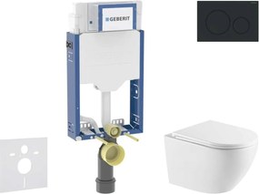 Geberit Kombifix - Set předstěnové instalace, klozetu Oudee a sedátka softclose, tlačítko Sigma20, matná černá/černá SANI15CA5156