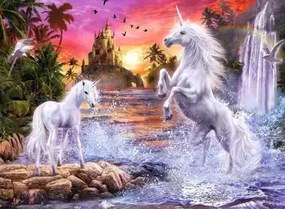 RAVENSBURGER Svítící puzzle Jednorožci u řeky / 500 dílků / 49 x 36 cm