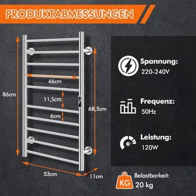 Costway Elektrický ohřívač ručníků s 8 hodinovým časovačem