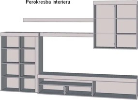 Obývací stěna Zumba, pískový dub/bílá