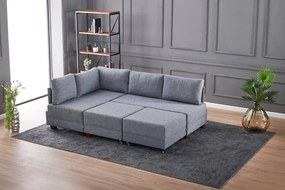 Designová rohová sedačka Ramesha 280 cm šedá - levá