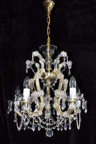 5 flames Maria Theresa crystal chandelier with cut crystal pears