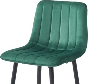 Barová židle POZZA VELVET s černými nohami, tmavě zelená