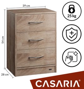 Casaria Sada 2 ks nočních stolků se šuplíky, dekor dub, 54 x 39 x 28 cm 109665